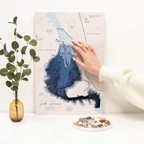 Amazon.com: Wooden Lake Plan House Decor Wood Lake Map Wall Decoration ...
