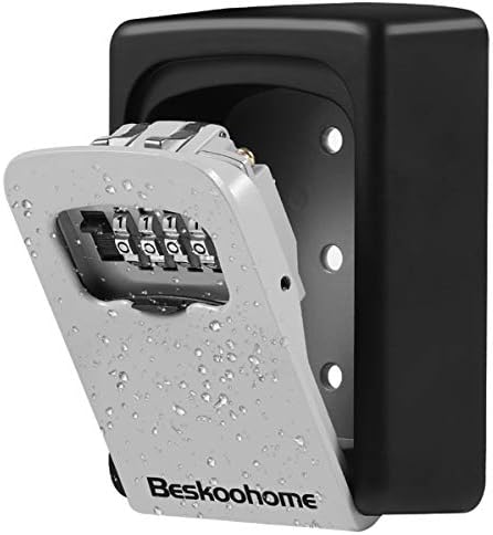 BeskooHome Wall Mounted Key Safe Lockbox - Waterproof Combination Lock ...