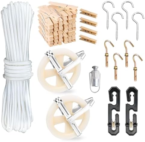 Amazon.com: Clothes Line Outdoors, Clothes Line Pulley Kit Include ...