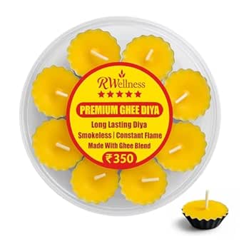 Buy R Wellness ® Ghee Diya for Pooja Metal Flower Design Ghee Batti for ...