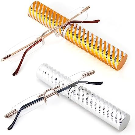 Amazon.com: COVESATO Half Frame Reading Glasses, Half Metal Moon ...