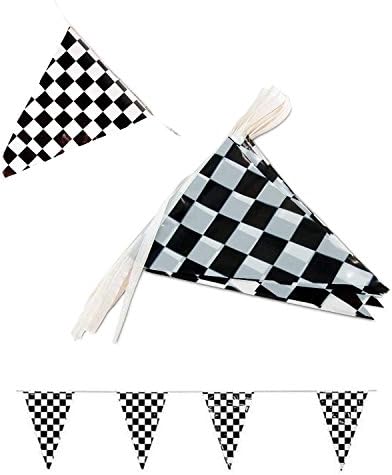 Amazon.com: 100ft Checkered Flags, Black and White Banner Racing Flag ...