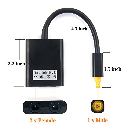 Snapklik.com : Tisino Optical Cable Splitter 1 In 2 Out Toslink Digital ...