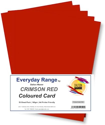 House of Card & Paper A4 160gsm Red Coloured Card (Pack of 100 Sheets ...