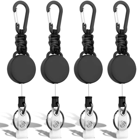 Retractable Keychain 4 Pack Heavy Duty Key Rings Retractable Lanyard ...
