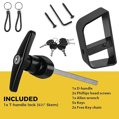 Shed Door T-Handle Lock Kit -Hurricom Includes 2 Keys, 2 Screws, Allen ...