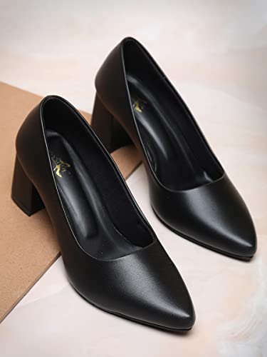 Buy TWINSSHOE Women Formal Pump Block Heel Bellies Black at Amazon.in