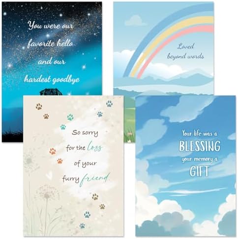 Amazon.com : Current Goodbye Pet Sympathy Greeting Cards - Set of 8 (4 ...