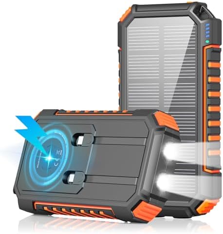 Amazon.com: Riapow Solar Power Bank, 27000mah Wireless Battery Bank, 22 ...