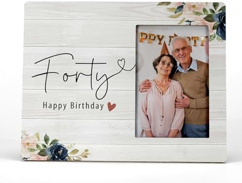 Amazon.com - FONDCANYON Happy 40th Birthday Floral Picture Photo Frame ...