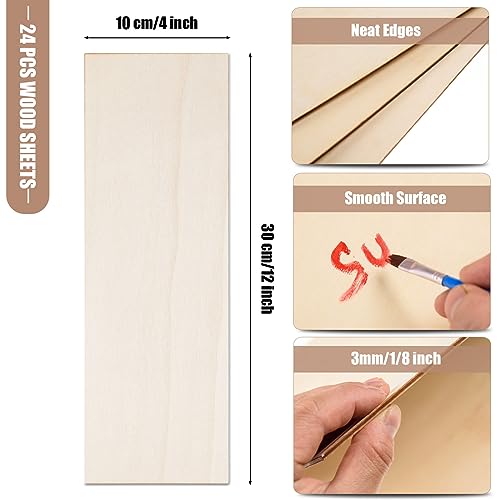 Snapklik.com : 24 Pack Basswood Sheets For Crafts 12 X 4 X 1/8 Inch-3 ...