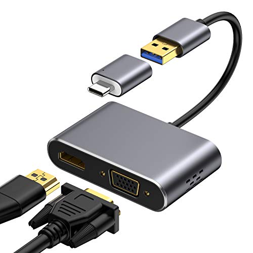 USB 3.0 to VGA Adapter,USB to HDMI VGA Adapter Hub | 1080P Resolution ...