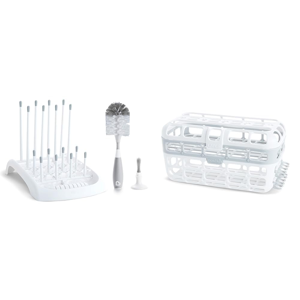 Amazon.com: Munchkin Baby Bottle Cleaning Set with Drying Rack, Bristle ...