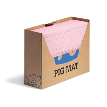 PIG Hazmat Chemical Absorbent Mat Pad in Box Dispenser| 10" W x 13" L ...