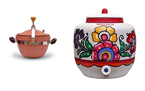 Combo - EARTHEN COOKER 3 Litre and EARTHEN WATER POT 13 LITRE : Amazon ...