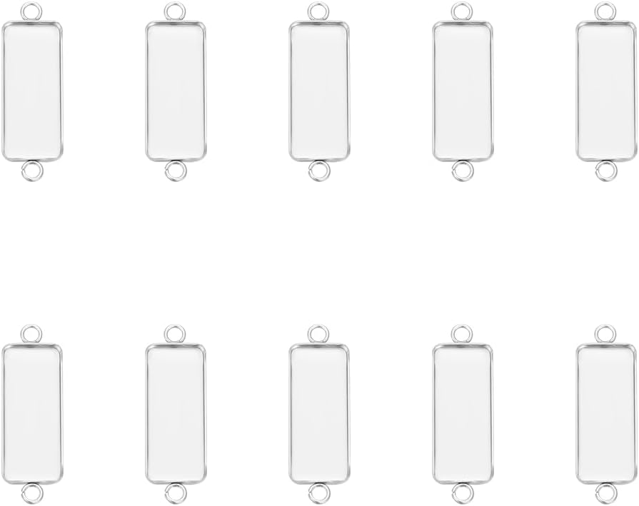 Amazon.com: UNICRAFTALE 10pcs Rectangle Blank Bezel Pendant Connector ...