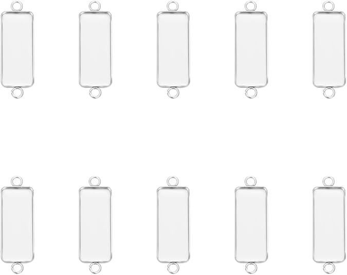 Amazon.com: UNICRAFTALE 10pcs Rectangle Blank Bezel Pendant Connector ...
