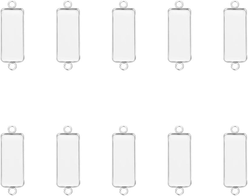 Amazon.com: UNICRAFTALE 10pcs Rectangle Blank Bezel Pendant Connector ...