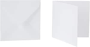 Craft UK 2382 5 x 5 inch White Hammered Card and Envelope Pack of 50 ...