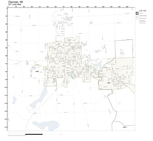 Amazon.com : ZIP Code Wall Map of Owosso, MI ZIP Code Map Laminated ...