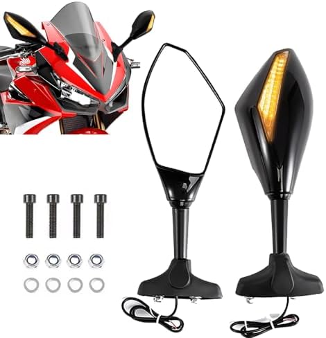 evomosa Motorcycle Side Mirrors with Front Rear LED Turn Signal ...
