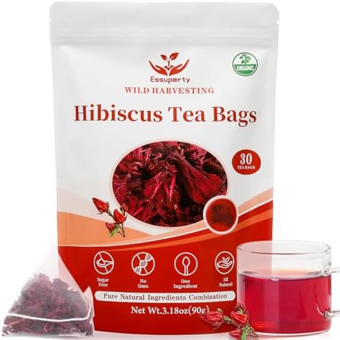 Amazon.com : Essuperty- Organic Hibiscus Flowers Tea Bags, Dried ...