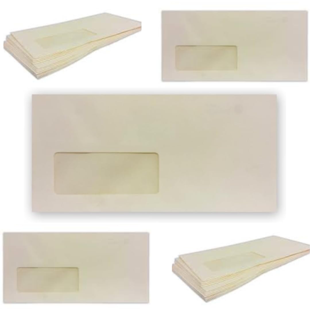 DL Envelopes Multiple Color | 110 x 220 (Pack of 30) (Cream - Window ...