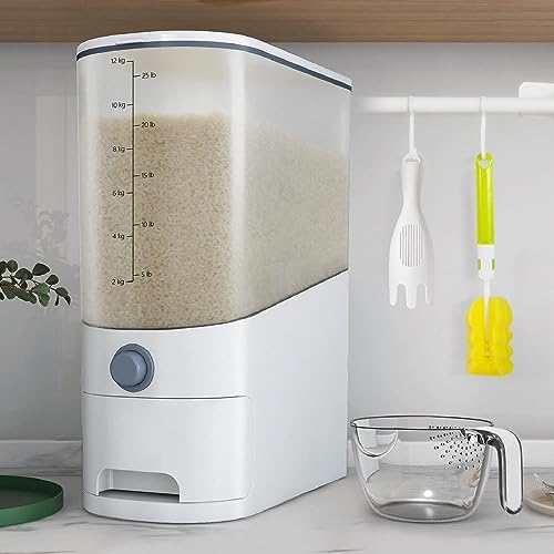 Amazon.com: 26.5 Lbs Rice Dispenser Large Sealed Grain Container ...