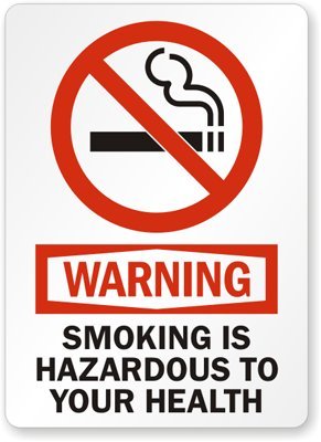 SmartSign"Warning - Smoking is Hazardous to Your Health" Label | 7" x ...