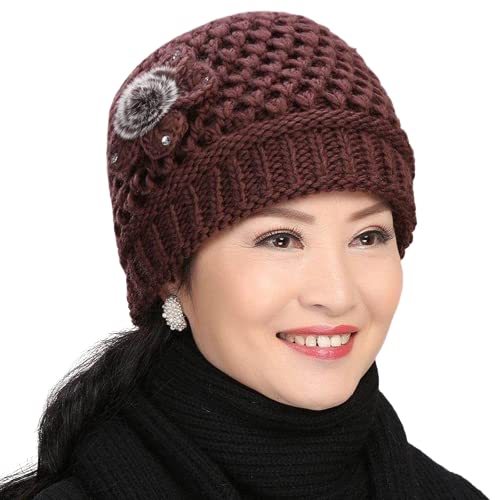 Buy Dressify® Middle-Aged and Elderly hat Female Winter Grandma Old ...