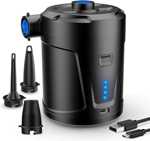 Electric Air Pump, Portable 5200mAh Battery Fast Inflating/Deflating 3 ...
