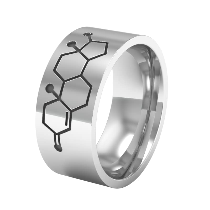 Amazon.com: Sterling Silver Testosterone Ring, Testosterone Molecule ...