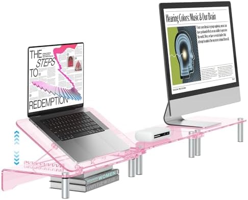 Amazon.com: NovaMode Acrylic Monitor Stand - Ergonomic Desk Riser for ...
