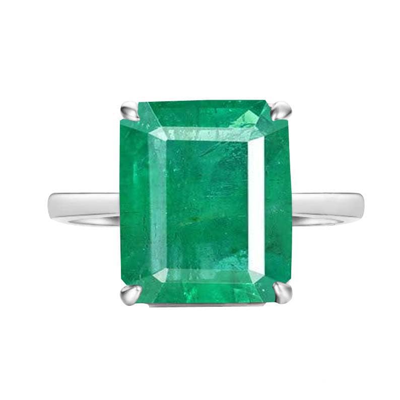 Amazon.com: Gems Vibes Emerald Gemstone Ring Octogen Shape Ring ...