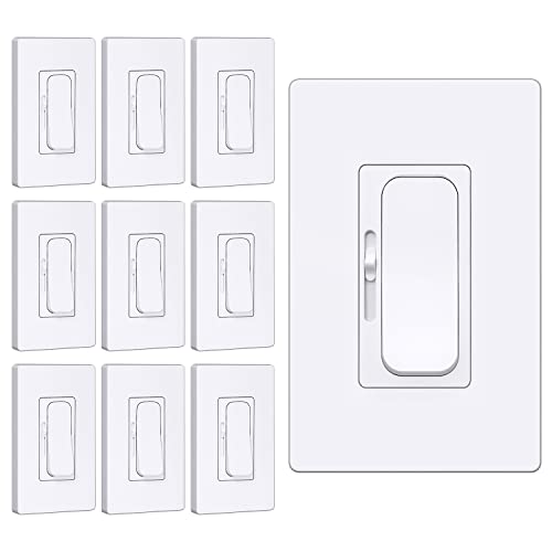 [10 Pack] BESTTEN Super Slim Digital Dimmer Switch with 1-Gang Snow ...