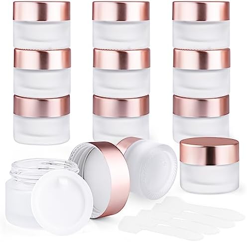 Amazon.com: Frosted Glass Jar 12 Pack 15g/0.5oz Cosmetic Cream Jar ...