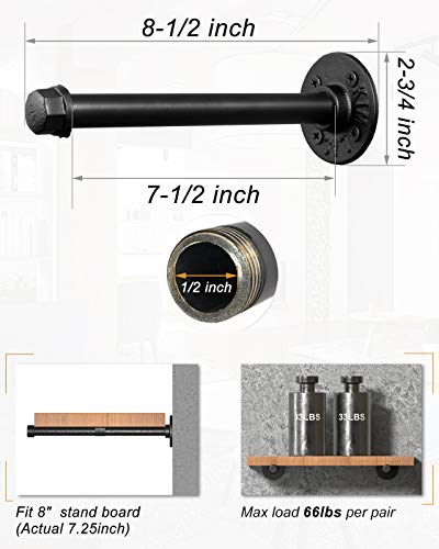 Snapklik.com : 8-Inch Pipe Shelf Brackets For DIY Floating Shelves