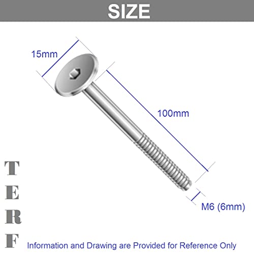 TERF M6 X 100mm Joint Connector Bolts M6 (6mm) X 100mm Barrel Bolts Hex ...
