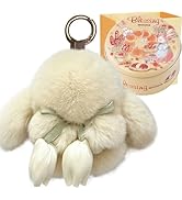 Amazon.com: Bunny Keychain with Tin & Bag Soft Cute Plush Fluffy Tulip ...