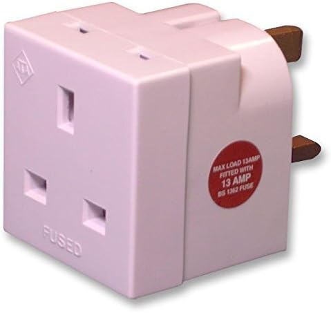 Fused Two Way UK Mains Plug Adapter/Insulated Shrouded Pin / 13 Amp ...