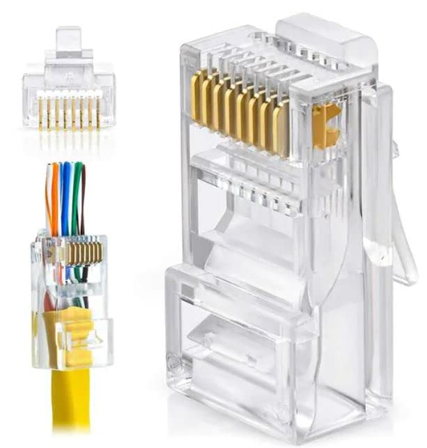 Bolein 100pcs RJ45 Connectors Modular 8 Pin Network Cable Plugs RJ-45 ...