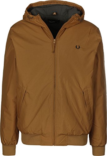 Fred Perry Men's Quilted Hooded Brentham JKT, Dark Caramel, Large ...