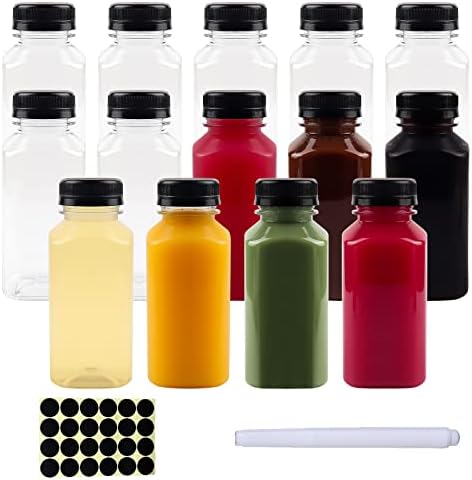 Happybase 8oz Plastic Juice Bottles with Caps, 14pcs 250ml Juice ...