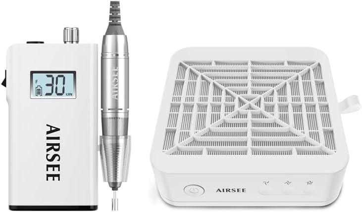 Amazon.com: AIRSEE Rechargeable 30000RPM Nail Drill+ AIRSEE GD3 Nail ...