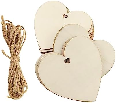 Amazon.com: 50 Pcs Wood Heart Cutouts 4 Inch Wooden Heart Shaped ...
