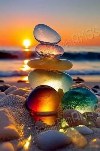 Amazon.com: Beach Colored Frosted Stones 1000 Pieces Puzzles - Sunset ...