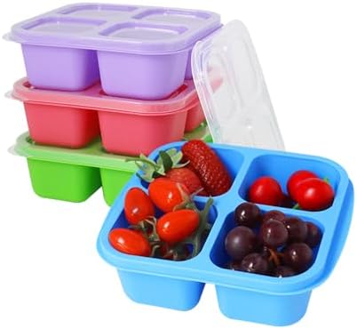 Amazon.com: HNXAZG 4 Pack Snack Containers, 4 Compartment Bento Snack ...