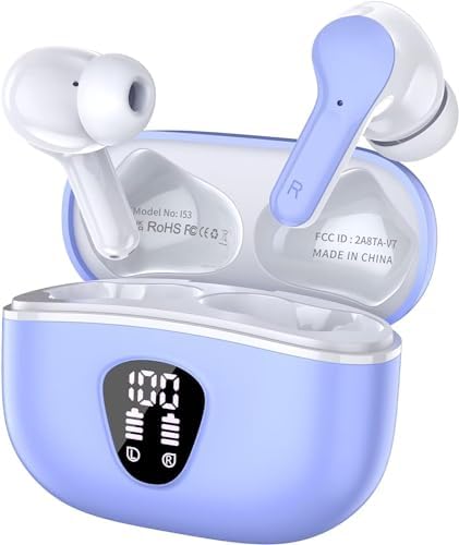 Renimer Auriculares Inalámbricos Bluetooth 5.3 con 4 HD Mic, 40H HiFi ...