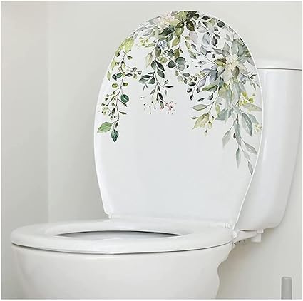 Amazon.com: 14"x6"Plant Leaves Flowers Toilet Seat Lid Stickers,Self ...