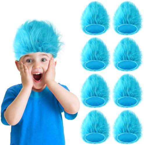 Amazon.com: XunYee 4 Pieces Blue Fuzzy Wig Funky Clown Hair Wig Crazy ...